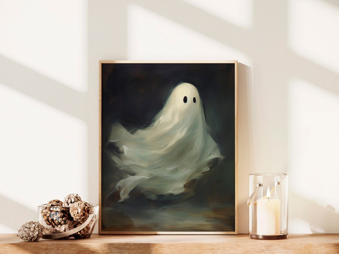 Ghost Painting PRINTABLE Art Print, Halloween Home Decor, Abstract Cute ...
