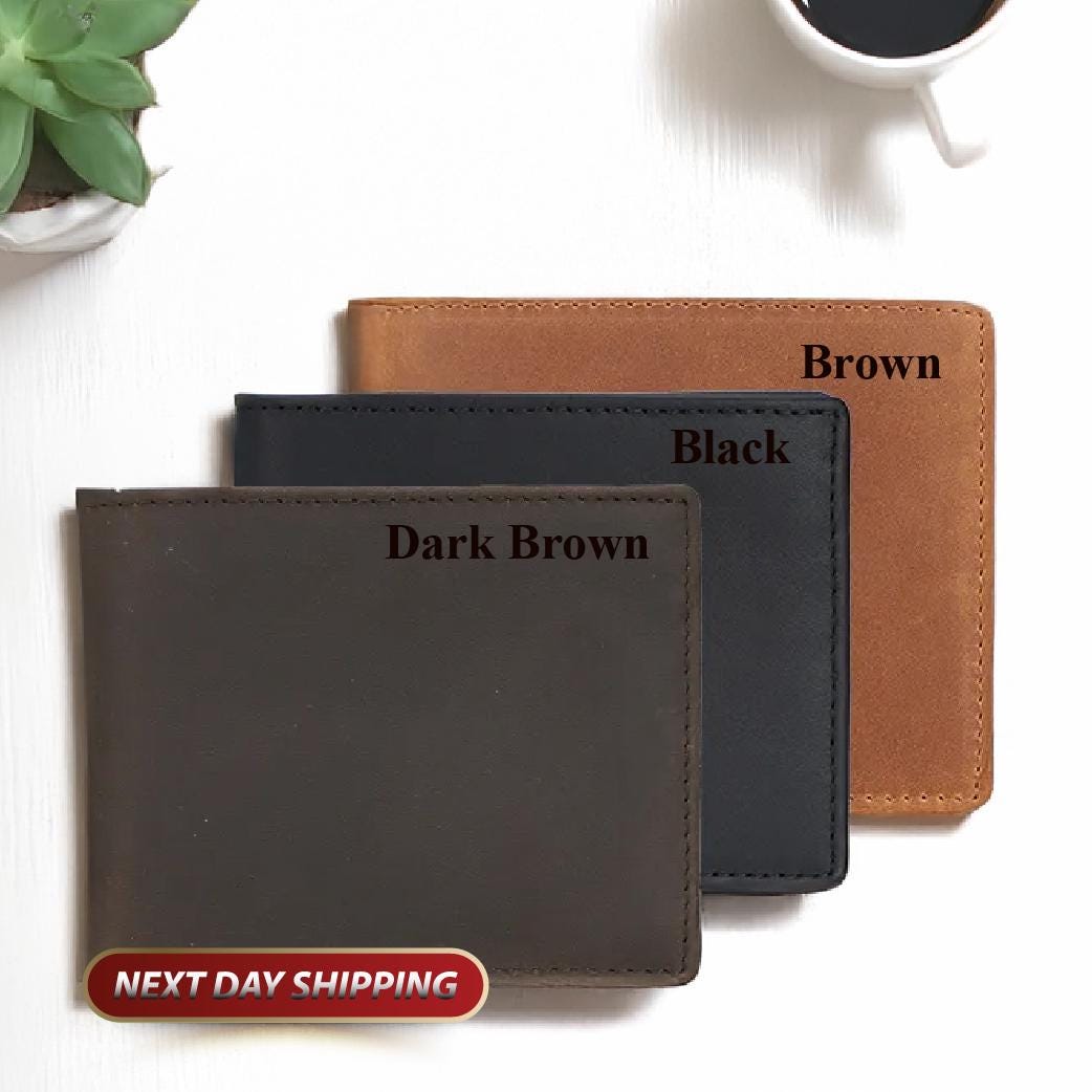 Personalized Leather Wallet, Fist Bump Dad Kids Leather Wallet, Custom ...