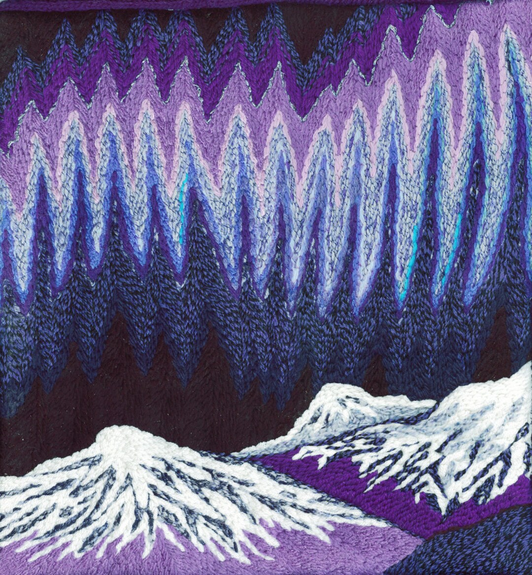 Northern Lights in Blue and Purple Punch Needle Embroidery - Etsy