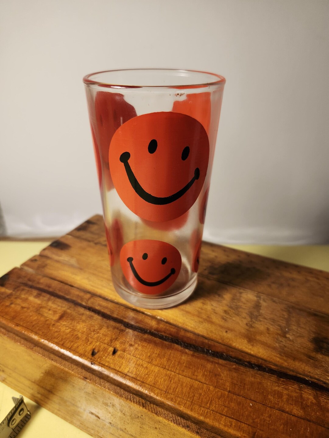 Vintage Smiley Face Drinking Glass - Etsy