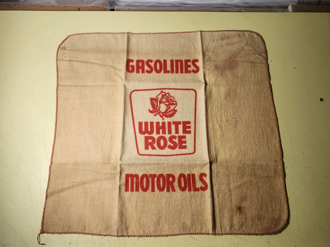 Rare White Rose Motor Oil/gasoline Service Attendant Cloth - Etsy