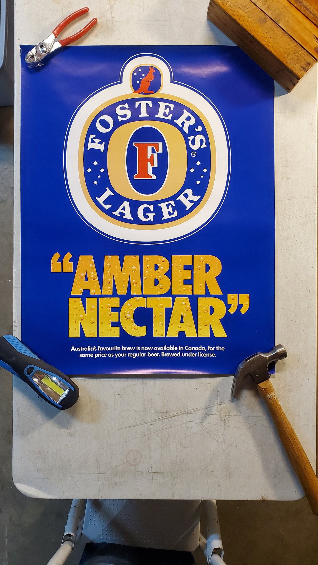 Vintage Foster's Beer 'amber Nectar' Poster 20"x28" - Etsy