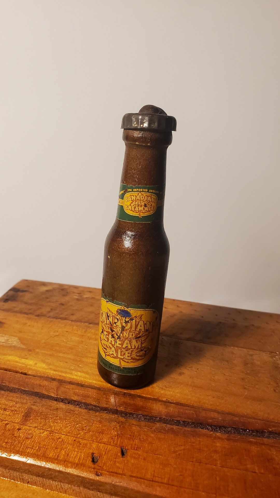 Vintage Canadian Brand Cream Ale Beer Advertising Wood & Metal Bottle ...