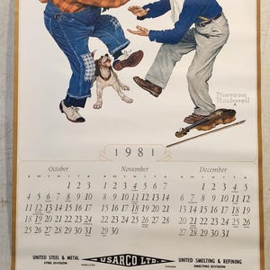 Vintage 1981 Norman Rockwell United Steel Hamilton Calendar 16"x 24 ...