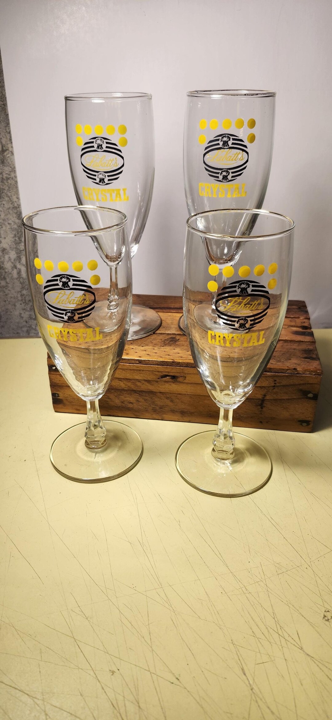 Set of 4 Vintage Labatt's Crystal Stemmed Drinking Glasses. Nice! - Etsy