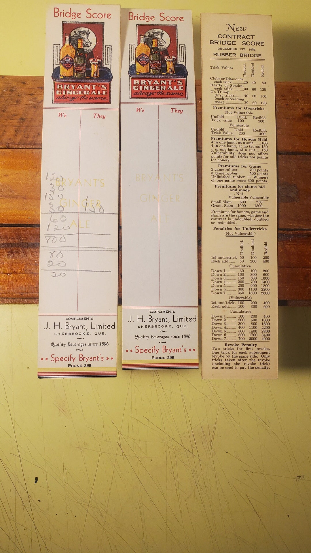 Rare Bryant's Ginger Ale Bridge Score Sheets - Etsy