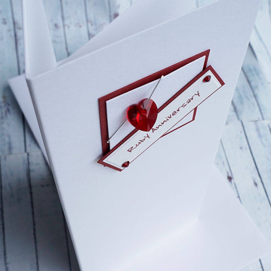 Handmade Card for Ruby Wedding Anniversary - Etsy UK