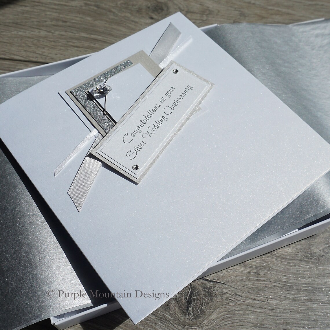 Handmade Silver Wedding Anniversary Card, Boxed Personalised 25th ...