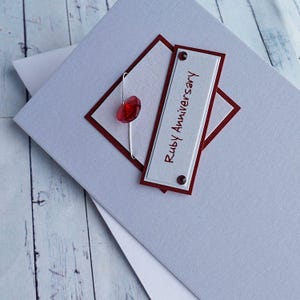 Handmade Card for Ruby Wedding Anniversary - Etsy UK