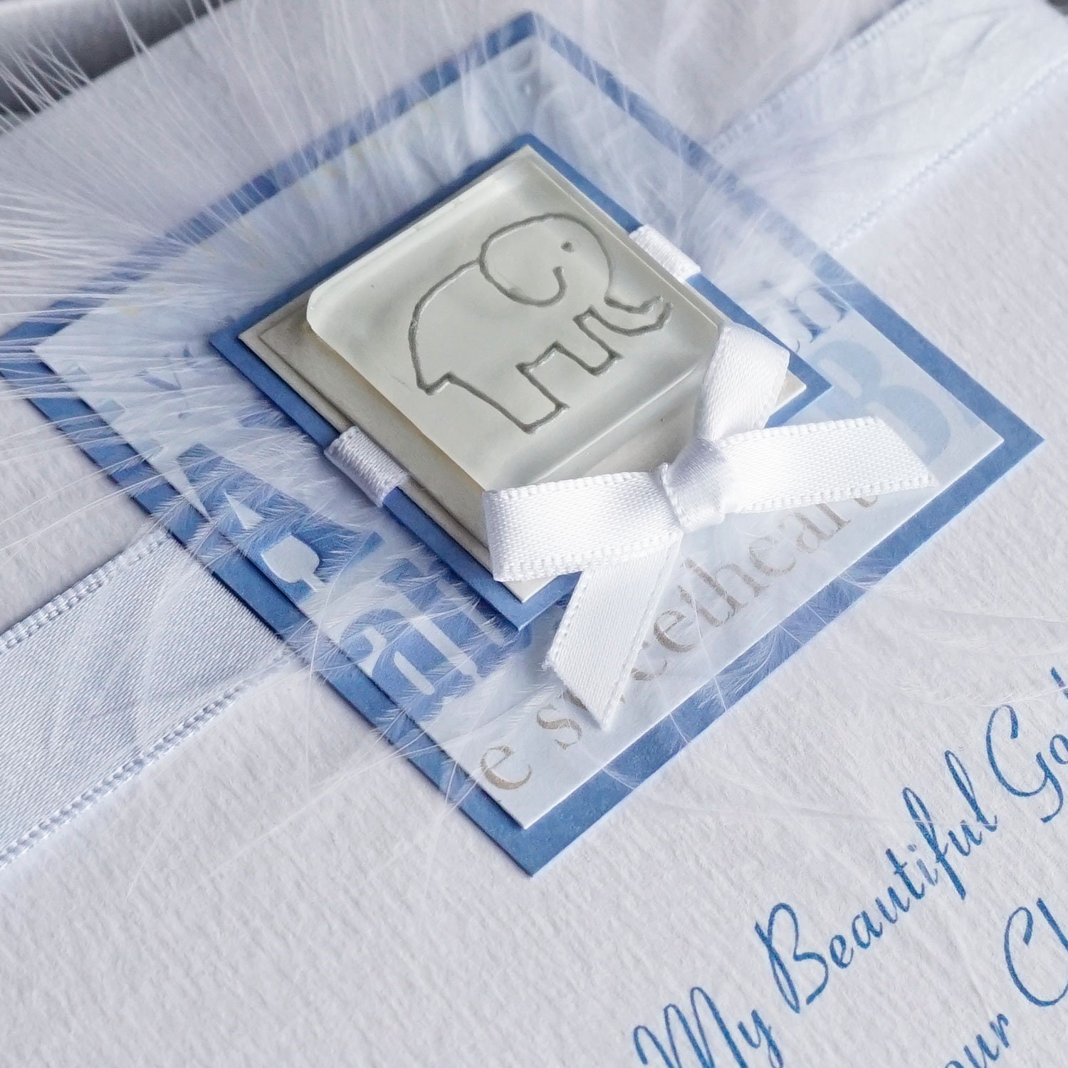 Handmade Boxed Christening Card for Boy 'elephant' | Etsy UK