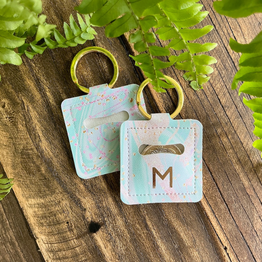 Personalised Trolley Coin Holder Pink Gold Keyring Custom Initial Faux ...