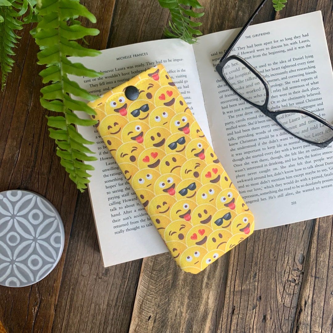 Handmade Emoji Fabric Glasses Case Smiley Sunglasses Snap Pouch Faces ...