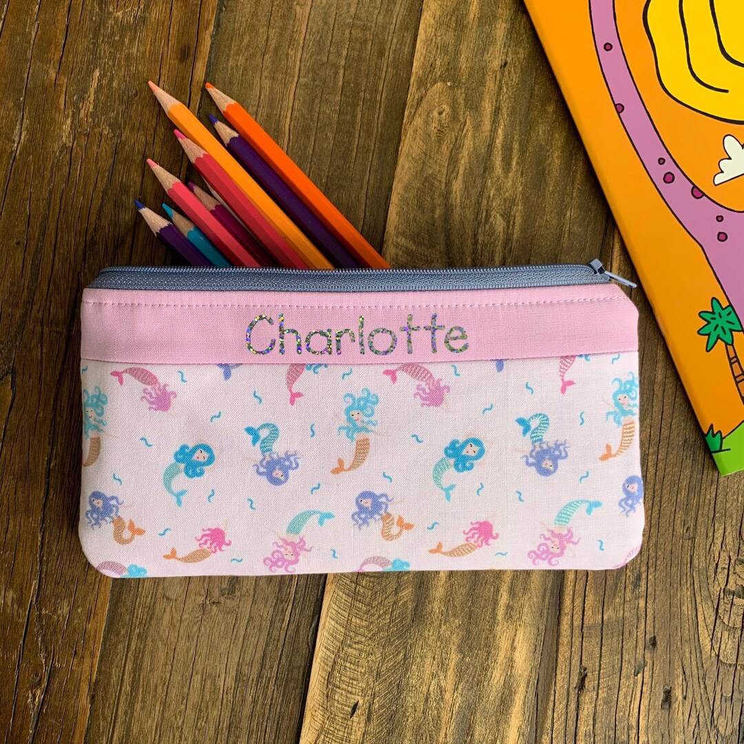 Personalised Mermaid Pencil Case Handmade Back to School Zip Pouch ...