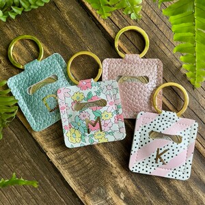 Personalised Trolley Coin Holder Any Initial Pink Floral Keyring Custom ...