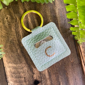 Personalised Trolley Coin Holder Metallic Green Keyring Custom Initial ...
