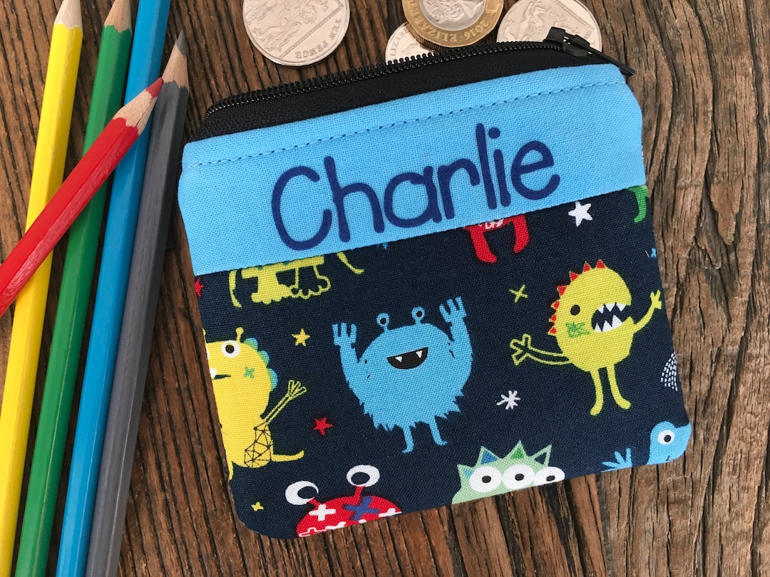Handmade Fabric Personalised Monster Alien Coin Purse Pouch Wallet for ...