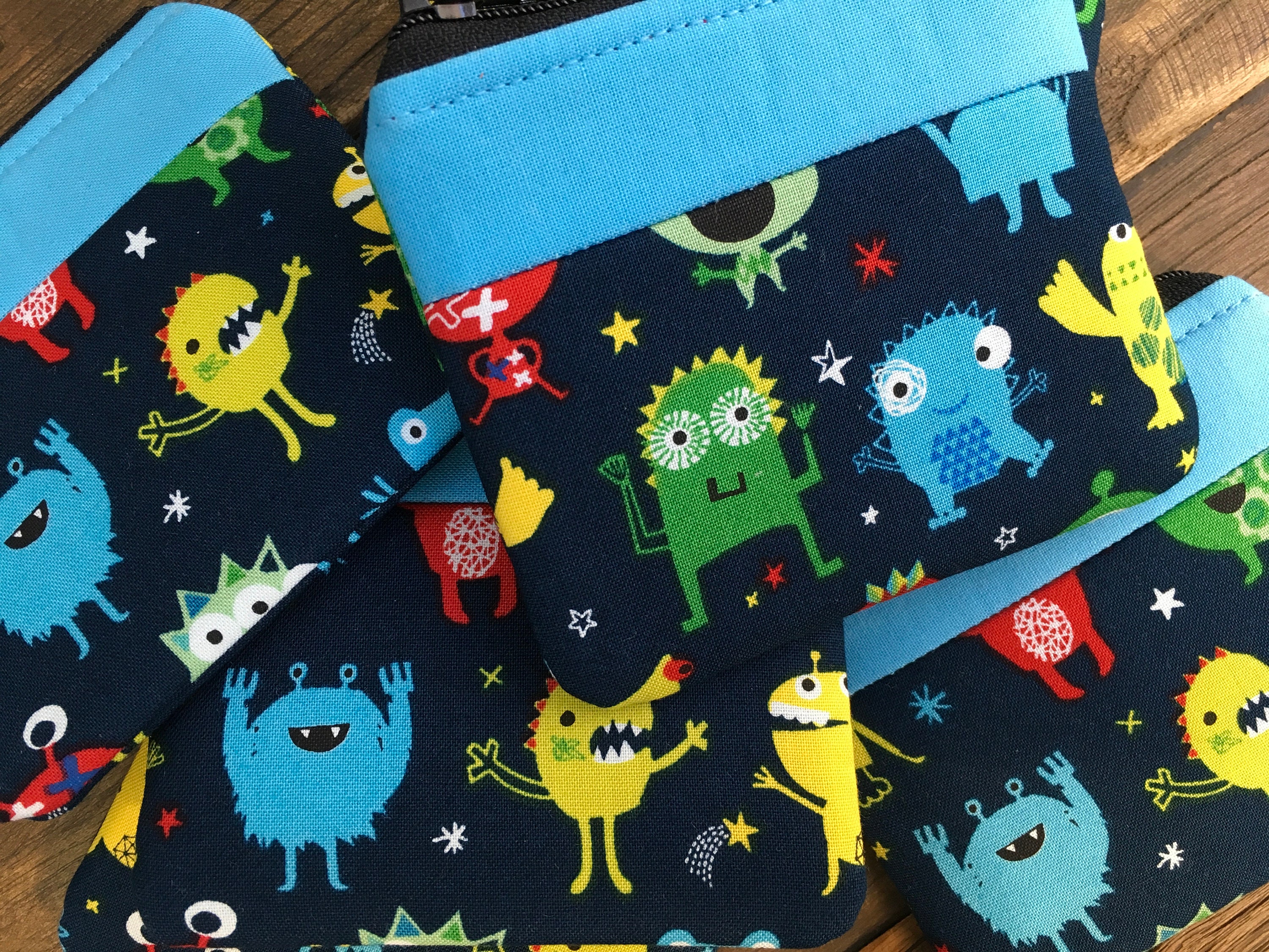 Handmade Fabric Personalised Monster Alien Coin Purse Pouch Wallet for ...