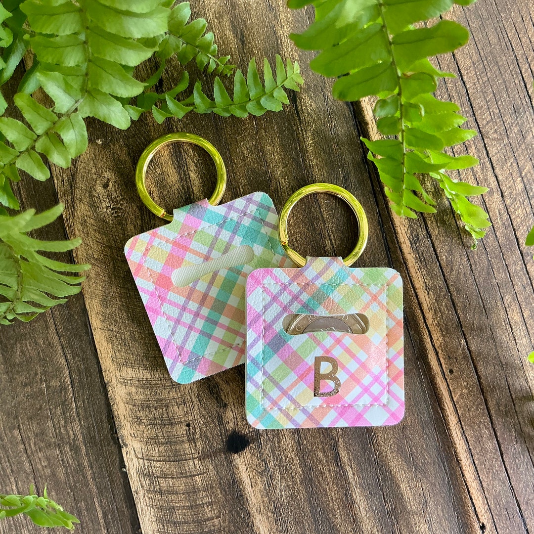Personalised Checked Trolley Coin Holder Any Initial Rainbow Keyring ...