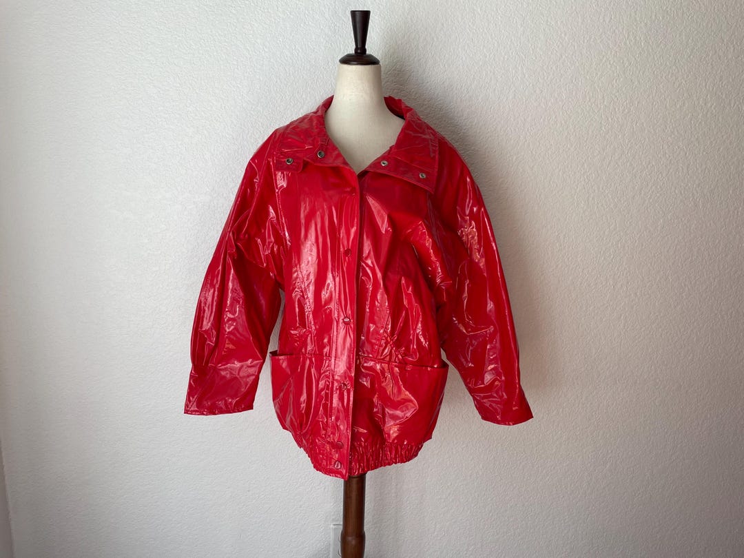 Size S All Vinyl Shiny Red Rain Coat. 1980’s. Pappagallo. Glorious ...