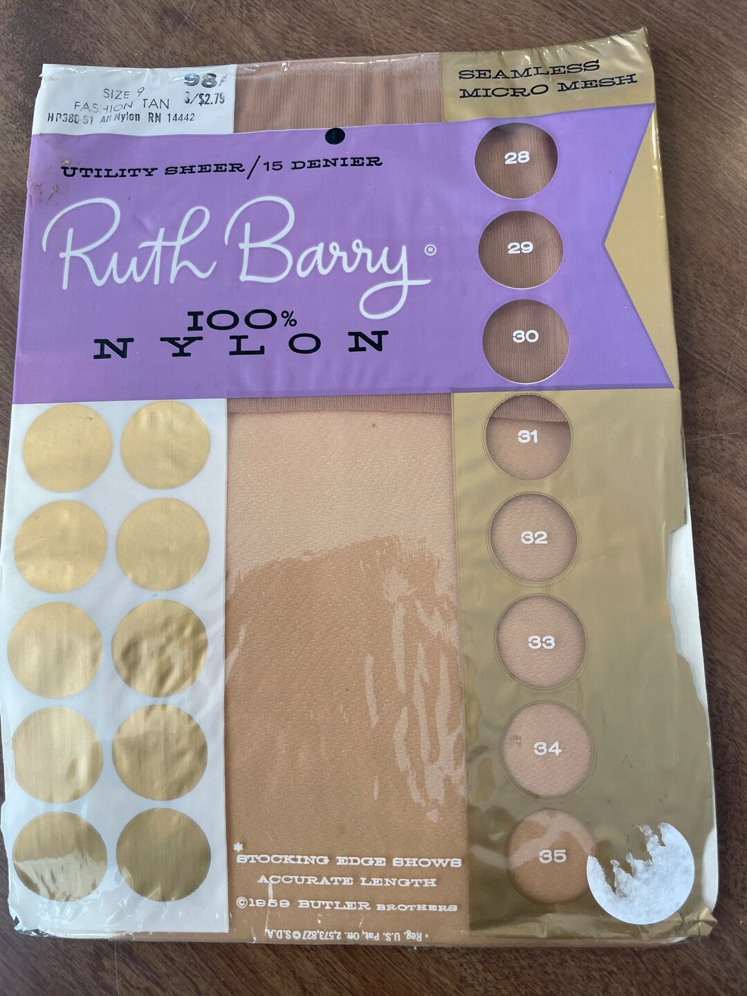 Ruth Barry 1960s/1970s Nylons. Size 9. Fashion Fan. Brand New Old Stock Nylons. Seamless. Micro ...