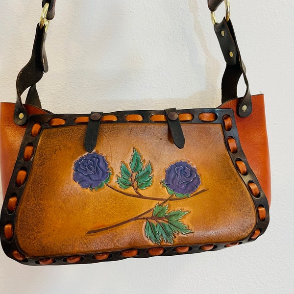 Leather Tooled Purse With Rose - Etsy