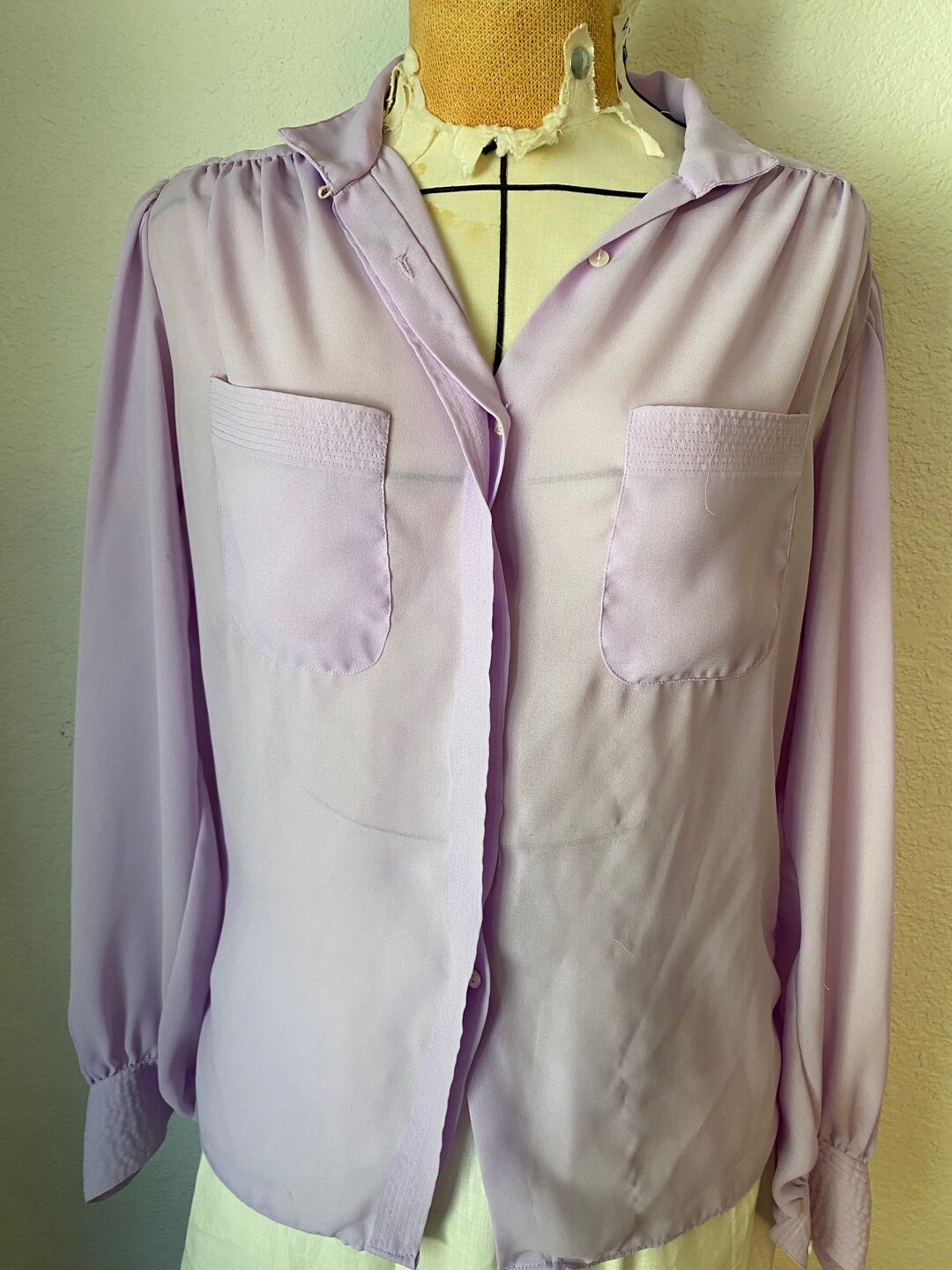 Vintage Dramatic Blouse. Sz L Completely Sheer Lilac Blouse. - Etsy