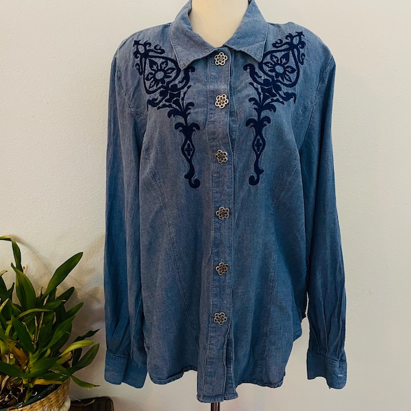 Blue Western Blouse - Etsy