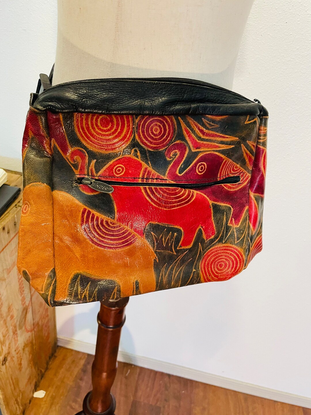 Oversized Leather Fanny Pack by Tinder. Brightly Colored 1990s Leather ...