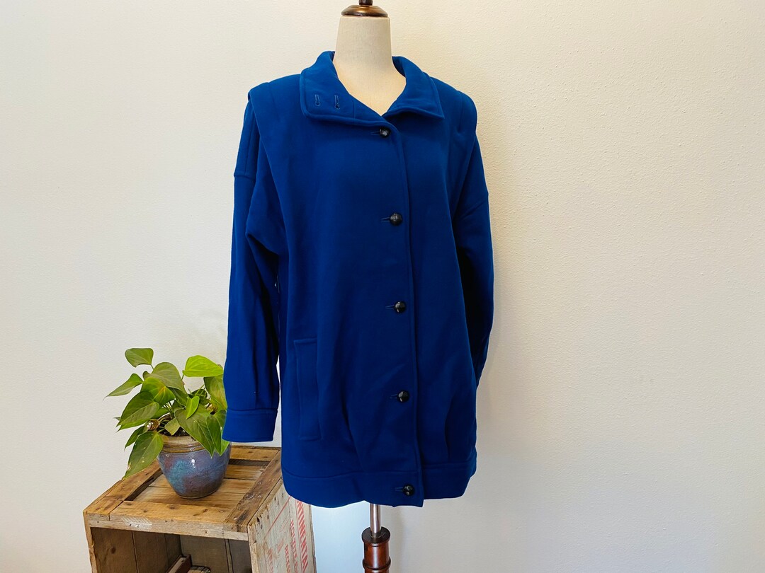 1980s Wool Blue Wool Coat. International Scene. Size Medium to Large ...