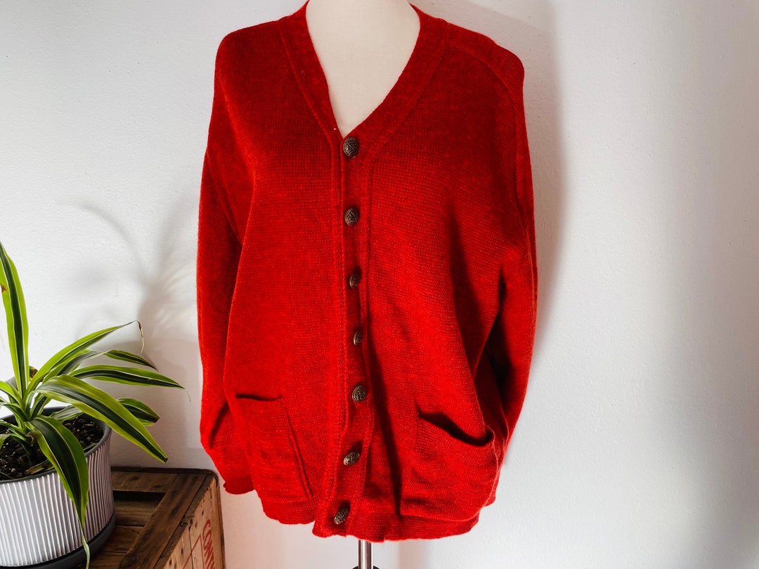 1960's Kaso Knit Rust and Wool Cardigan. Women's Size Extra Large, Men ...