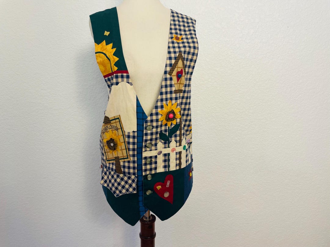 OSFM Sunflower Vest. Kitschy 1990s Mom Vest - Etsy