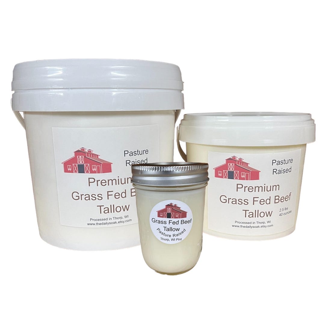 Grass Fed Beef Tallow for Cooking and Skincare, Grass Fed Beef Tallow ...