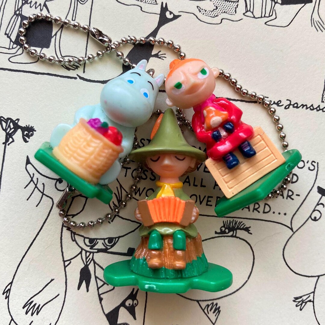 Kawaii Set of Tiny Moomin Snufkin & Little My Mini 1 Inch Figure Charm ...