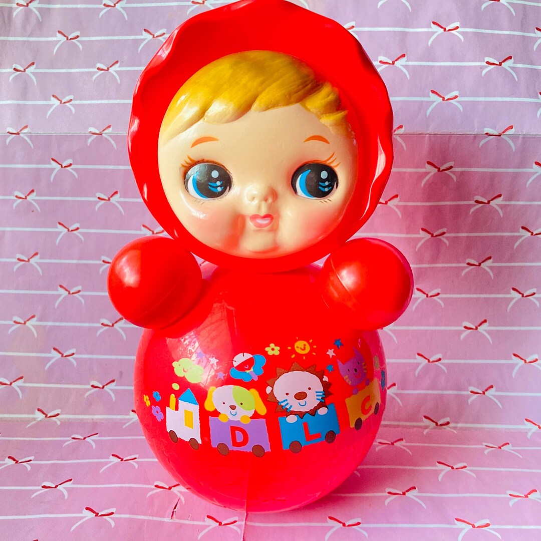 Kawaii Vintage Retro Red Roly Poly Doll Toy From Japan Kitschy Kitsch ...
