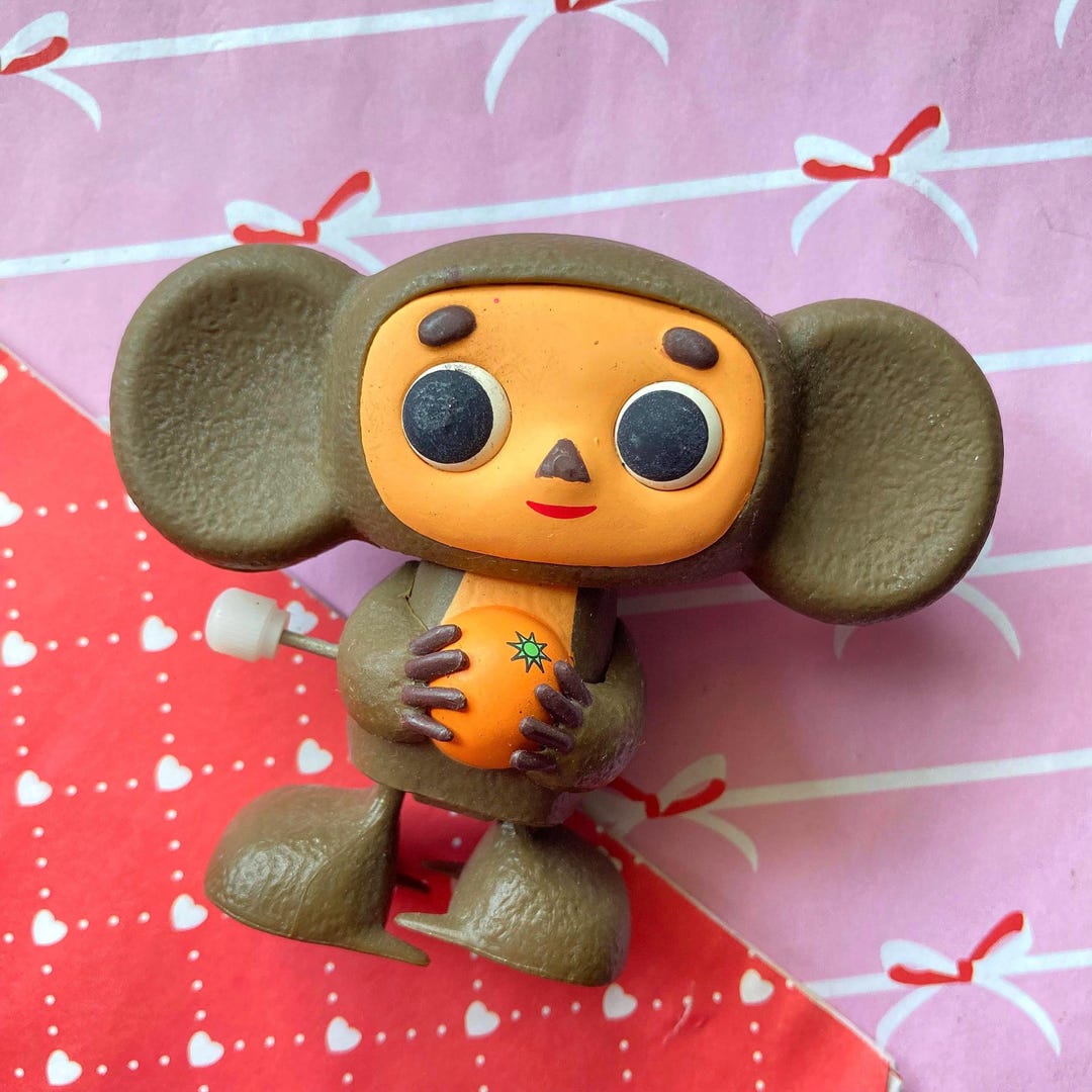 Kawaii Cheburashka Чебурашка Mokey Holding Orange Wind up Doll Toy From ...
