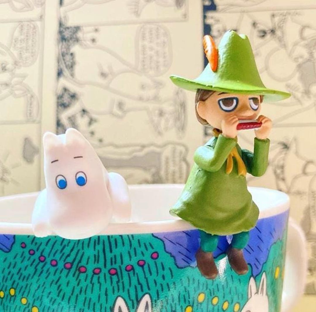 Kawaii Set of Tiny Miniature 2 Moomin & Snufkin Desktop Mini Figure Toy ...