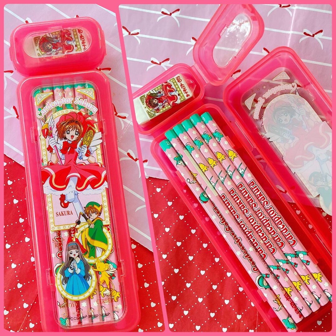 Kawaii Cardcaptor Sakura Clamp , Magical Girl Anime Pink Pencil Case ...