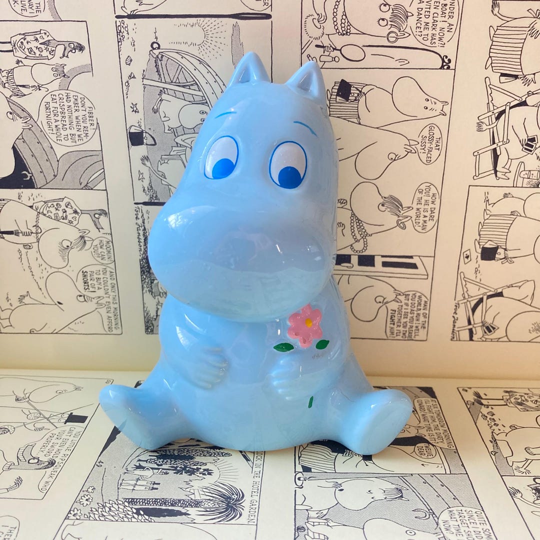 Kawaii Blue Moomin Figurine Ceramic / Coin Bank / Piggy Bank Original ...
