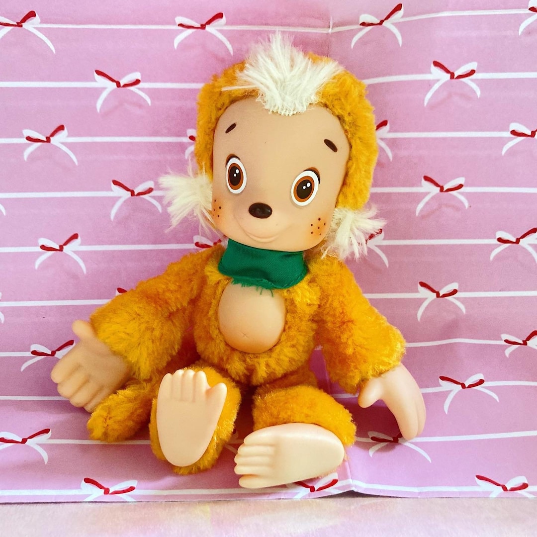 Kawaii Vintage Monkey Anime NHK TV Show Rubber Face Plush Toy Plush ...