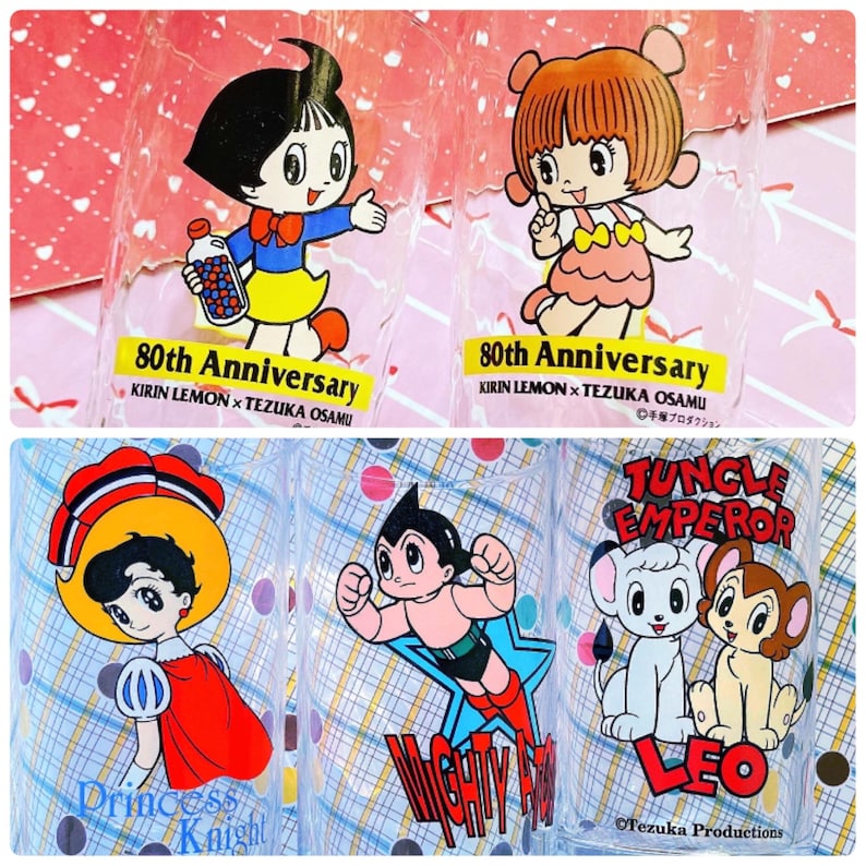 Vintage Tezuka Osamu Glass Astro Boy, Kimba, Princess Knight From Japan ...