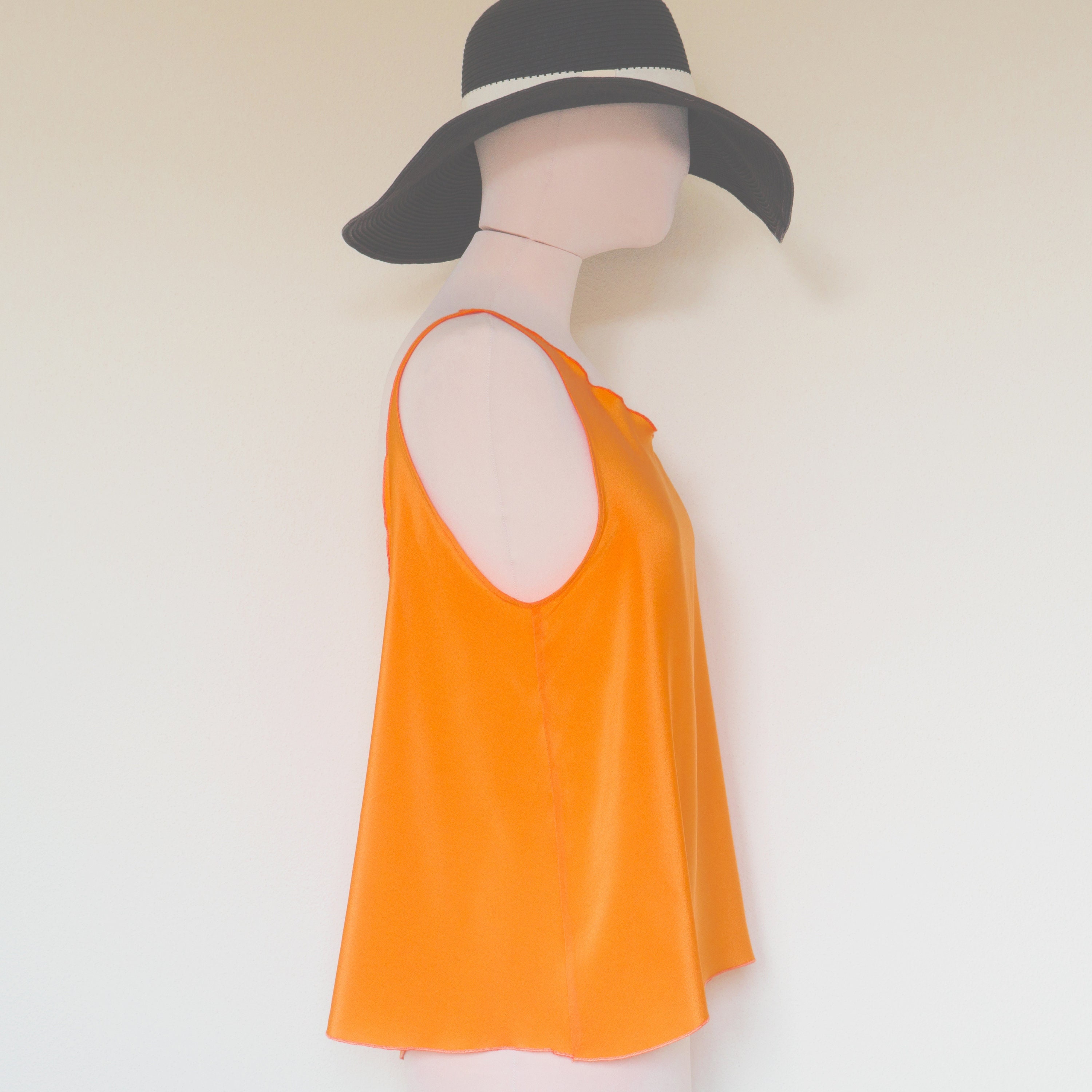 Orange Silk Top, Silk Blouse, Backless Top, Silk Shirt, One of a Kind ...
