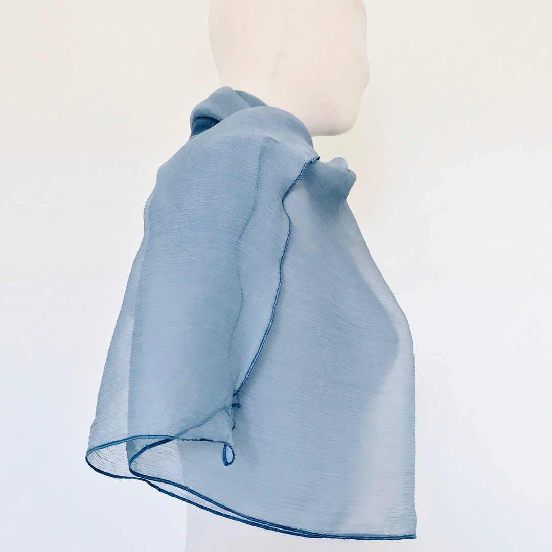 Powder Blue Scarf, Pleated Chiffon Scarf, Light Blue Scarf, Woman Scarf ...