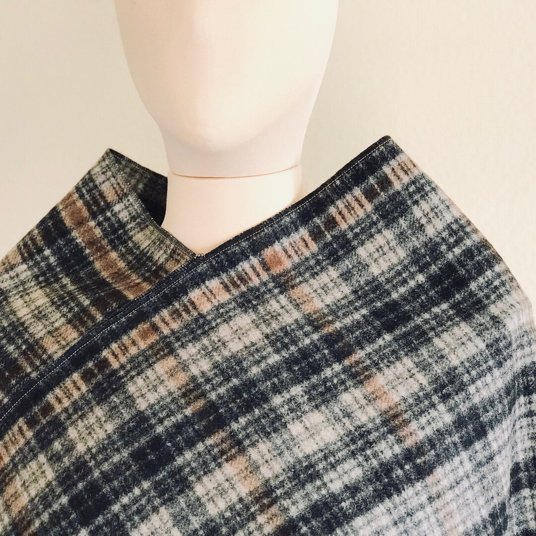 Heavy Wool Cloak, Plaid Poncho, Wool Cape, Brown Cloak, Poncho Women ...