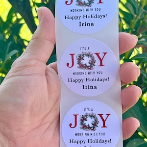 Custom Printed Holiday Stickers - Personalized Circle Christmas Label ...