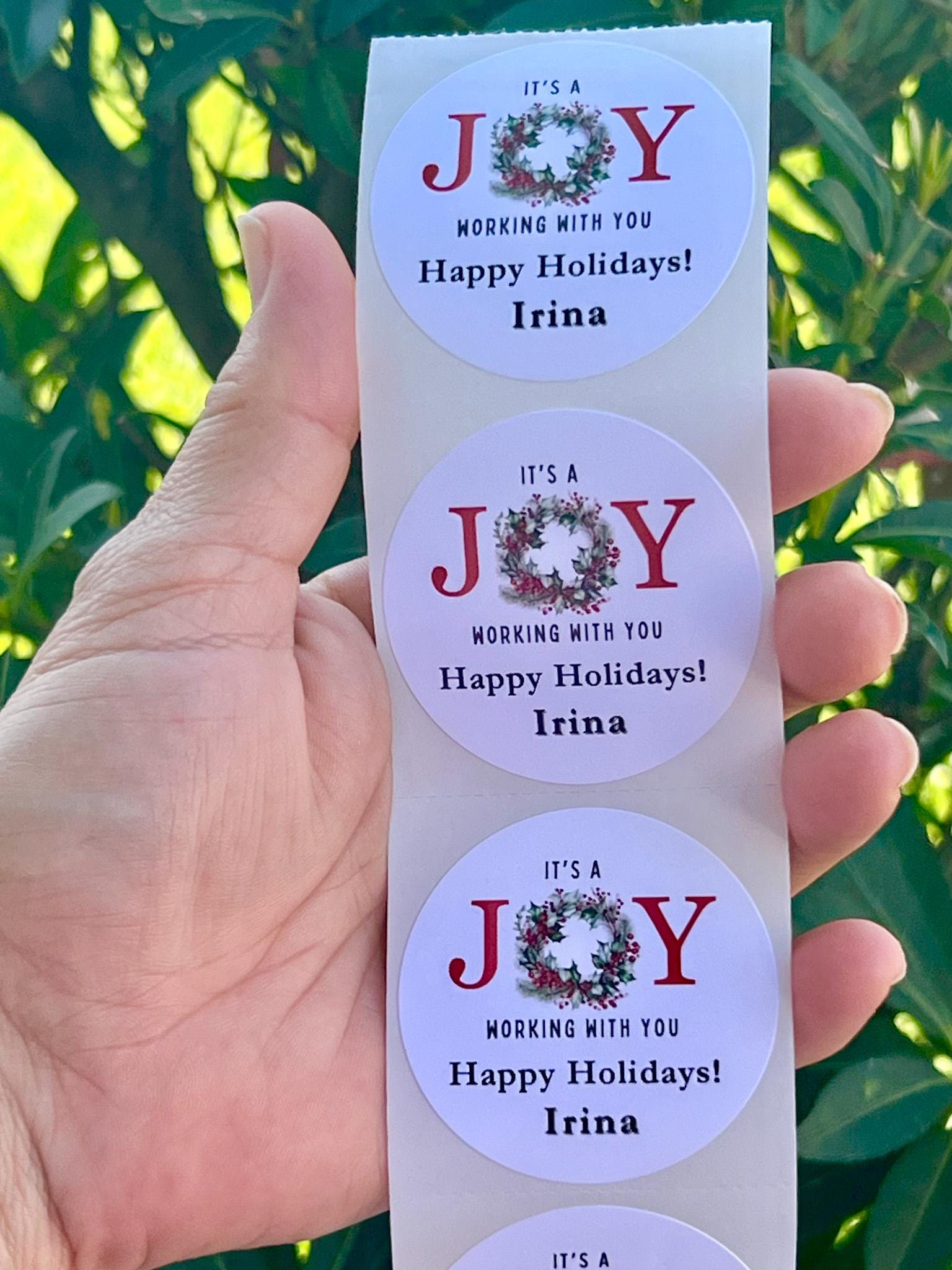 Custom Printed Holiday Stickers - Personalized Circle Christmas Label ...