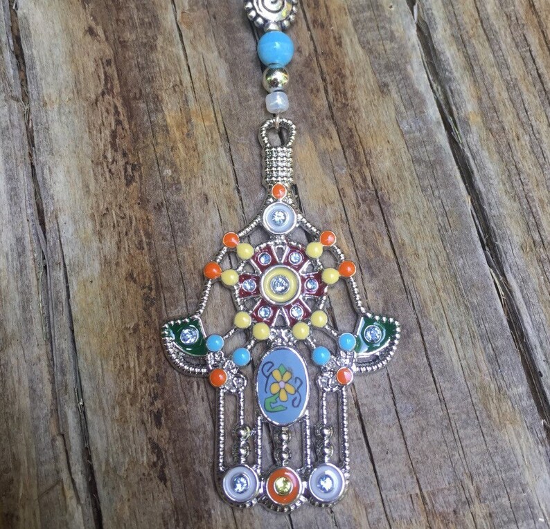 Hamsa Rear View Mirror Charm. Hamsa Hand Spiritual Hand Yoga | Etsy