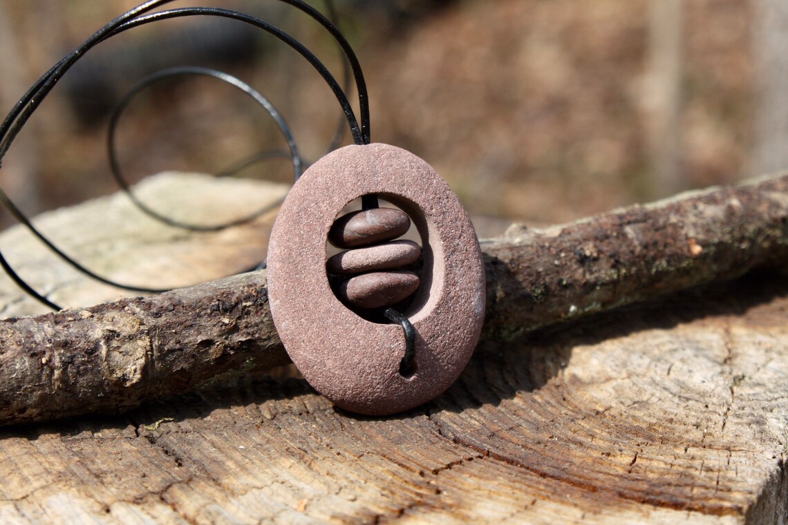 Rock Necklace Pacific Ocean Rock and Seaglass Necklace | Etsy