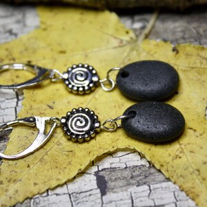 Lake Superior Basalt Stone Earrings With Silver Spiral Beads ...