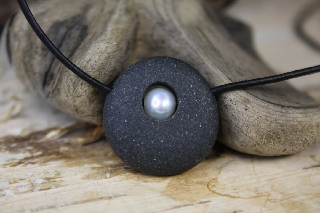 Fresh Water Pearl and Stone Necklace, Lake Superior Rock and Pearl ...