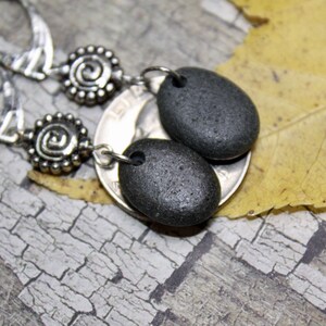 Lake Superior Basalt Stone Earrings With Silver Spiral Beads ...
